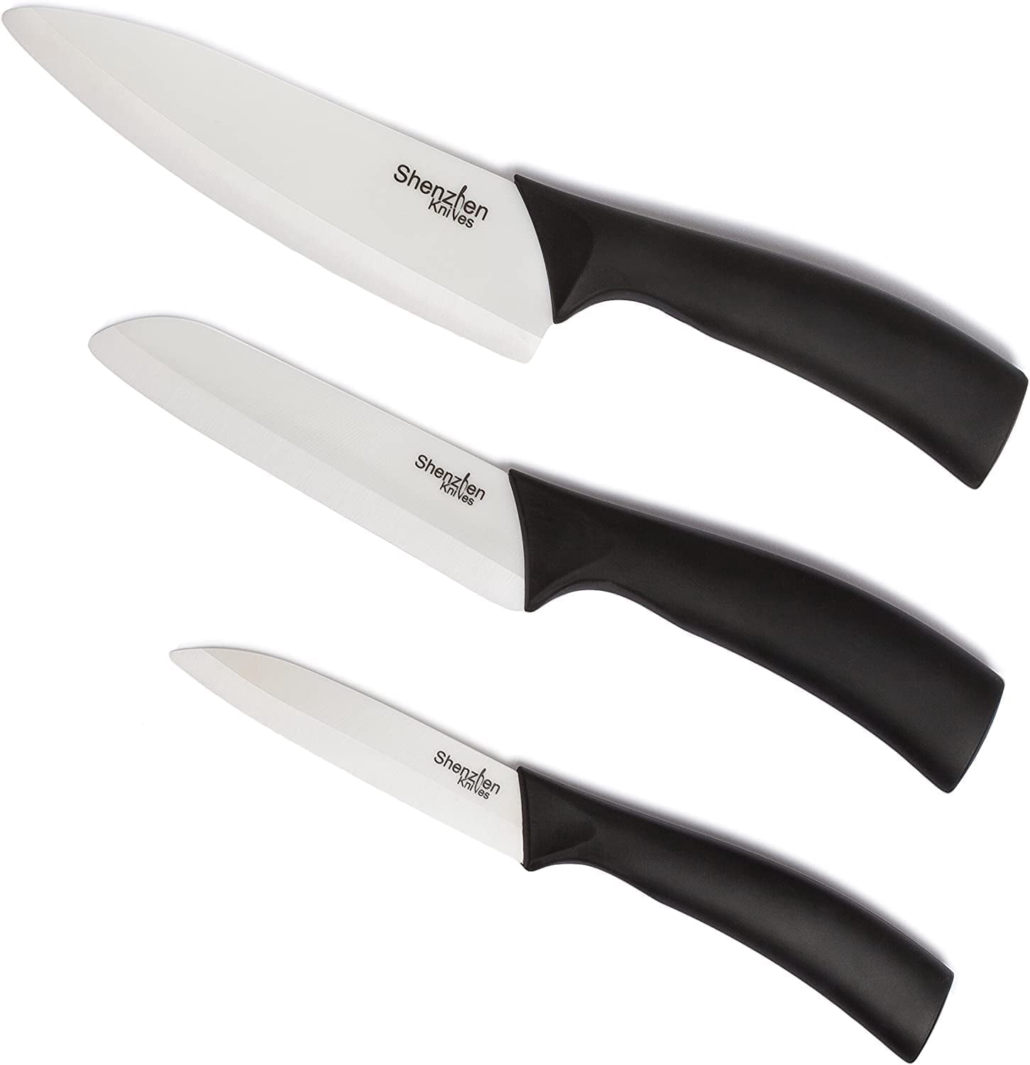 HYKE White Ceramic Knife Set - 3-Piece Kitchen Knives Bundle: 6" Chef's ...