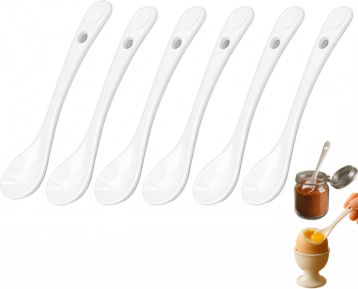 HYKE White Ceramic Spoon Mini Coffee Spoon With Ceramic Asian Porcelain ...