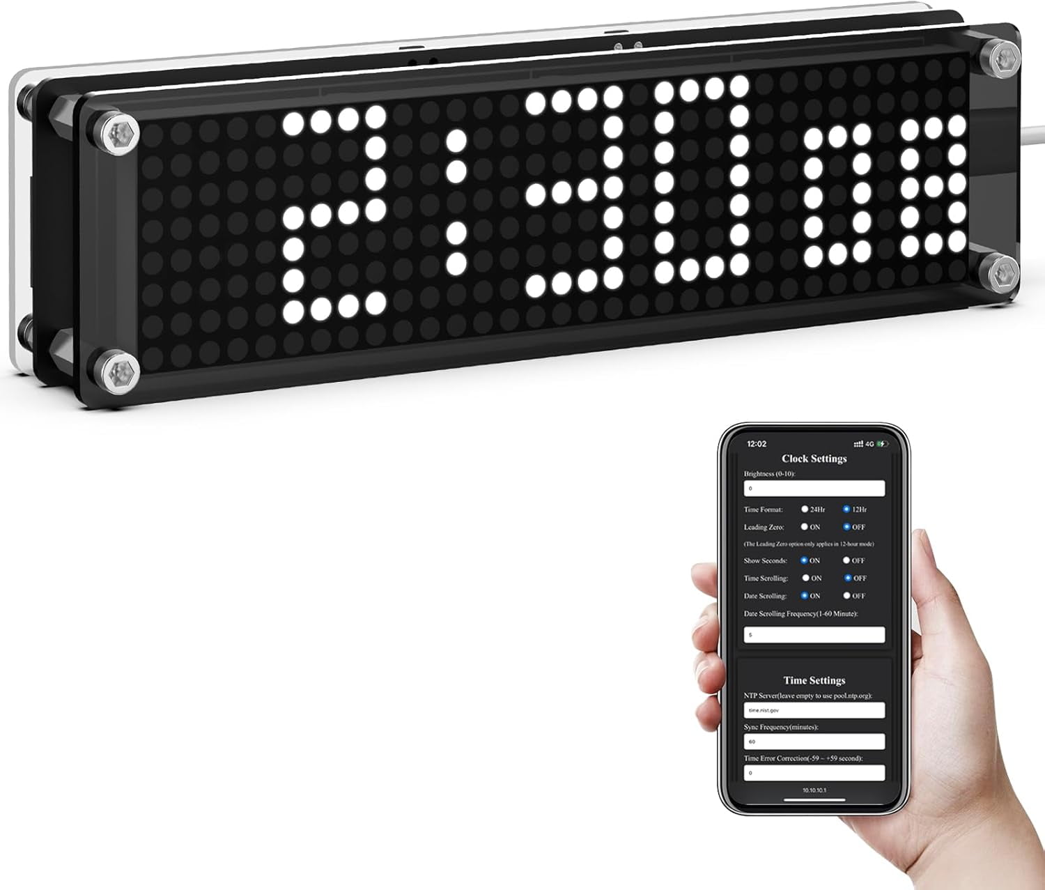 HYKE Wi Digital Clock|ESP8266 LED Matrix NTP Clock with Time Sync, izable Sync Frequency ...