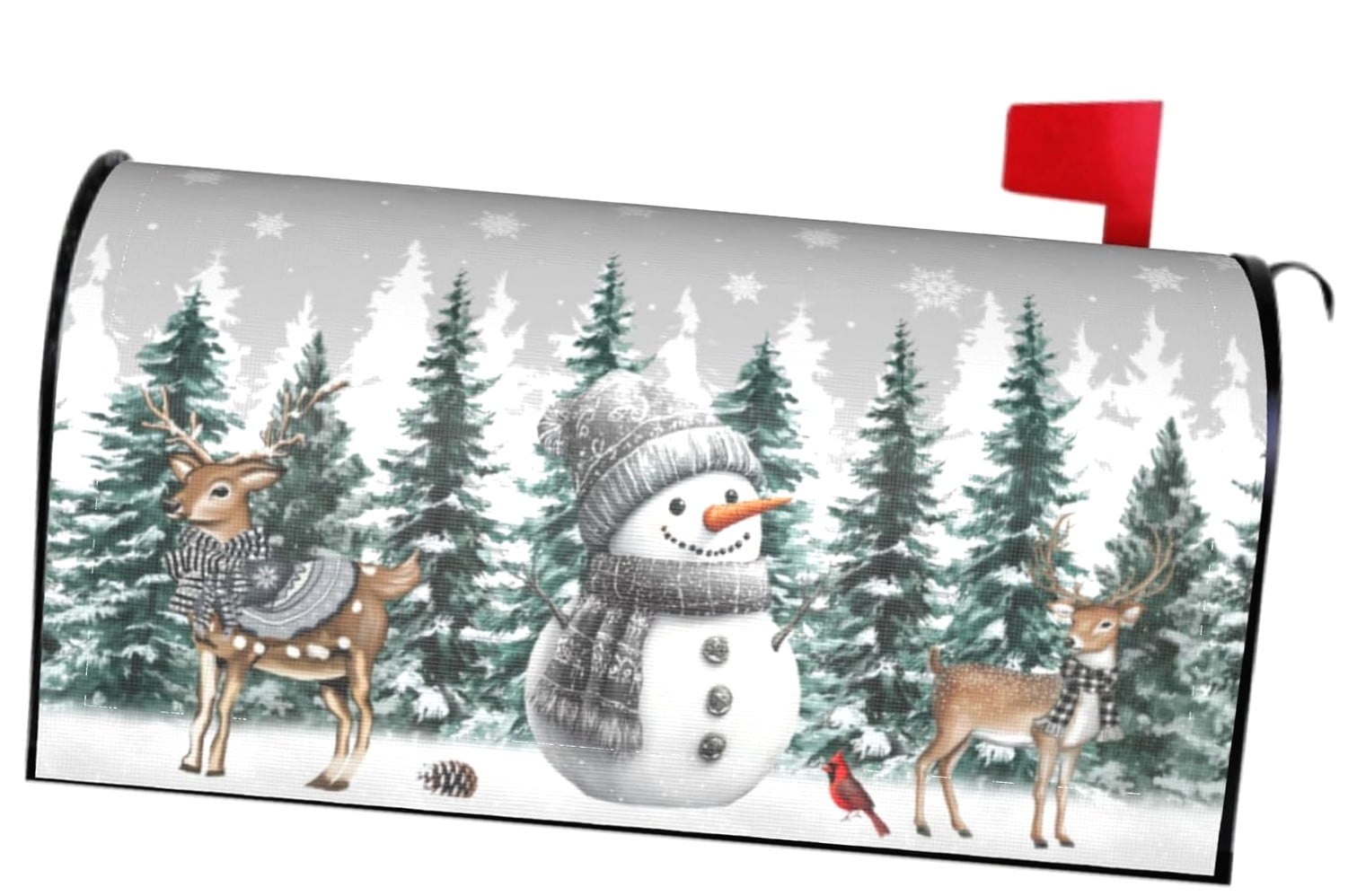 HYKE Winter Mailbox Cover with Snowman and Deer Holiday Christmas ...