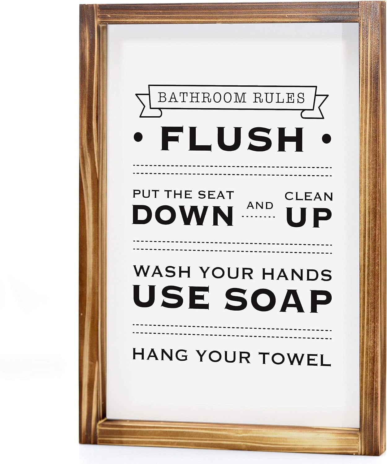 HYKE Wood Bathroom Rules Sign Decor Funny 11x16 Inch, Cute Bathroom ...