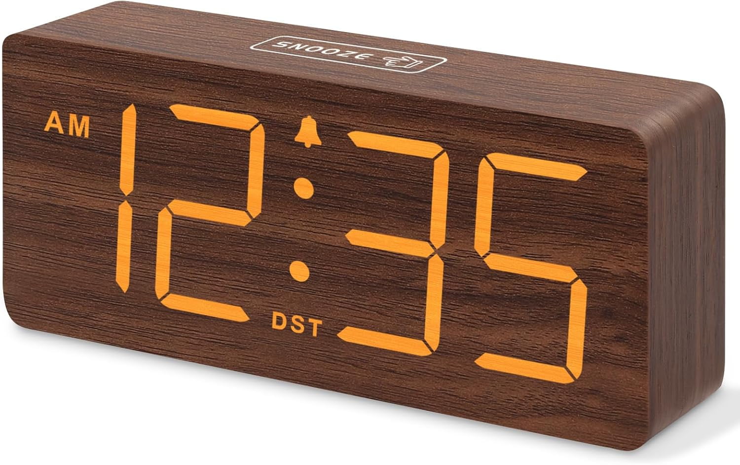HYKE Wooden Digital Alarm Clock for Bedroom - Desk Clocks with Large ...