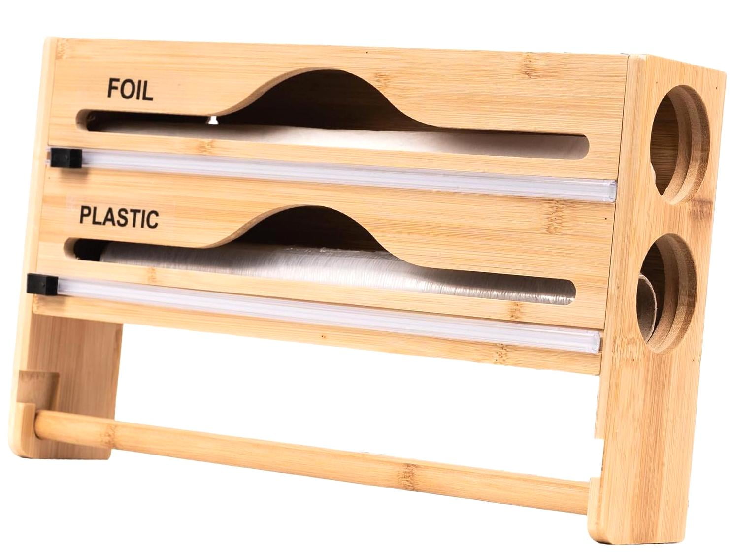 HYKE Wrap Dispenser with Cutter and Labels, 3 tier Plastic Wrap ...