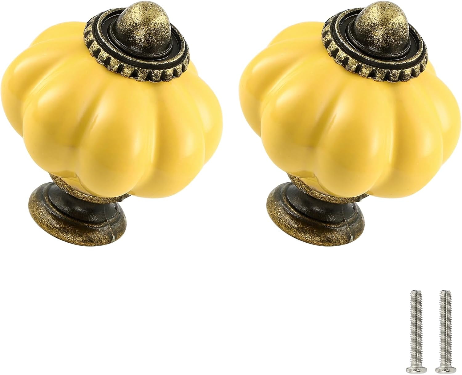 HYKE Yellow Pumpkin Knobs 12 Pack Ceramic Cabinet Knobs Vintage Drawer ...