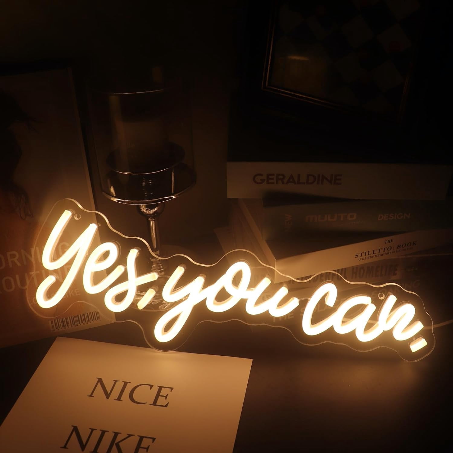 HYKE "Yes, You Can" LED n Sign Words Light Up Signs for Room Wall Art ...