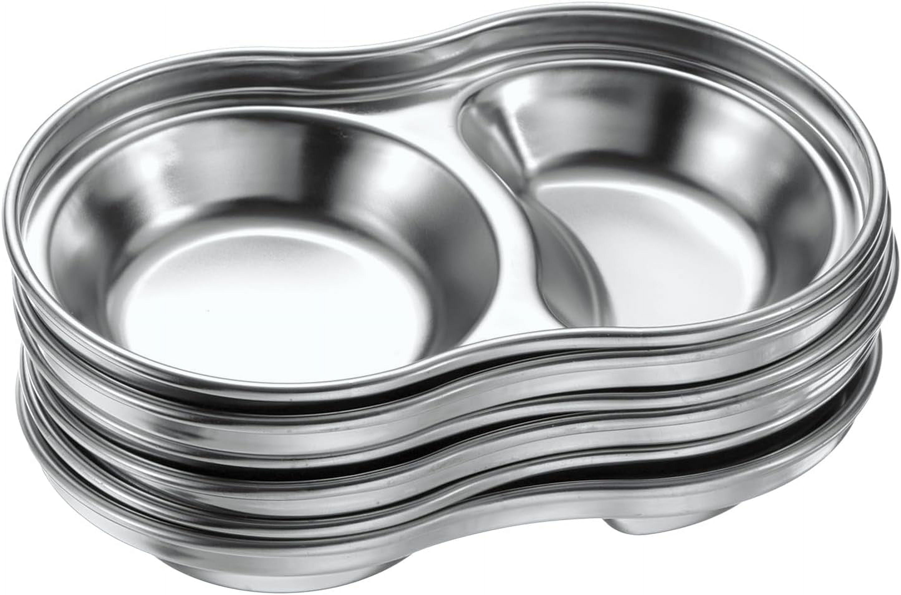 HYKE ul 6 Pack Stainless Steel Dish Dipping B with 2 Round Compartment ...