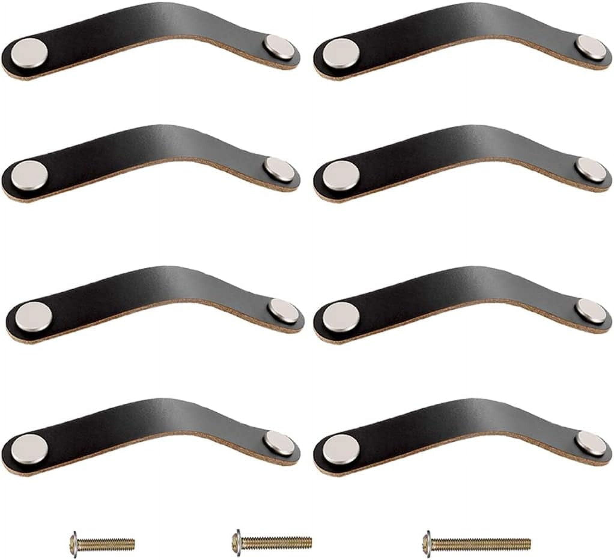HYKE yusheng 8 Pack Soft Genuine Leather Drawer Pulls Handle,Wardrobe Cabinets Kitchen Closet ...