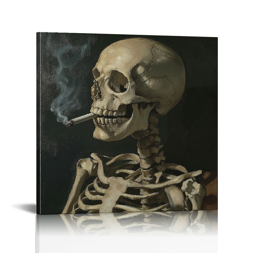 HYKY Skeleton Cigarette Vanitas Canvas Wall Art Printed for Bedroom and ...