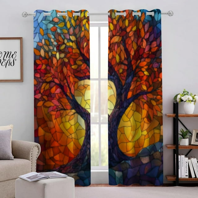 HYKY The Tree Of Life-27 Perforated Blackout Curtains 2-Pack for Light ...