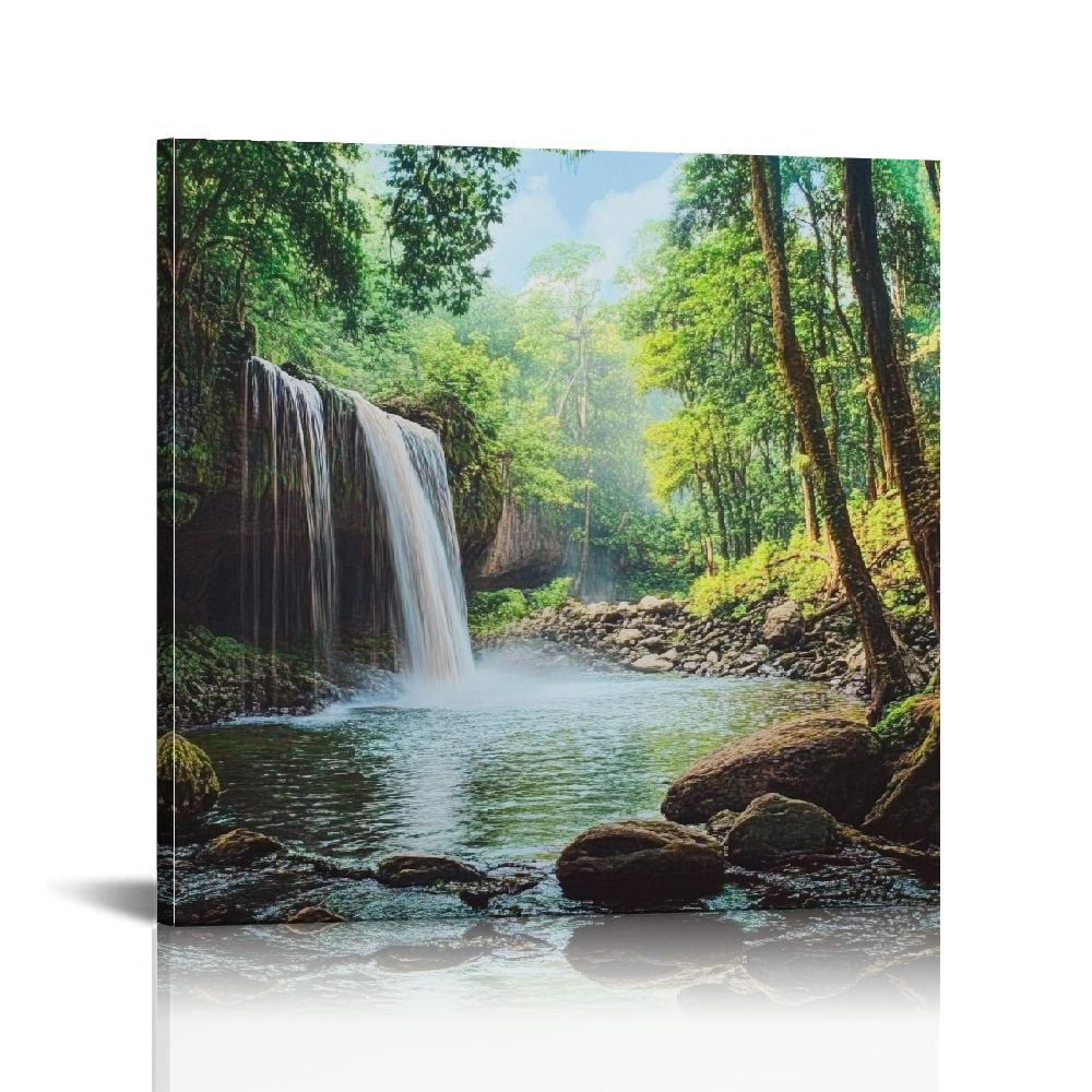 HYKY Waterfall Forest Stream Canvas Art Painting for Bedroom Ready to ...