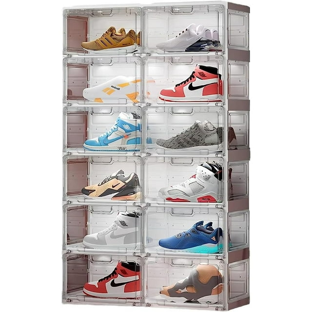 HYLA Shoe Box Basketball Shoe Storage Organizer, LED Transparent ...