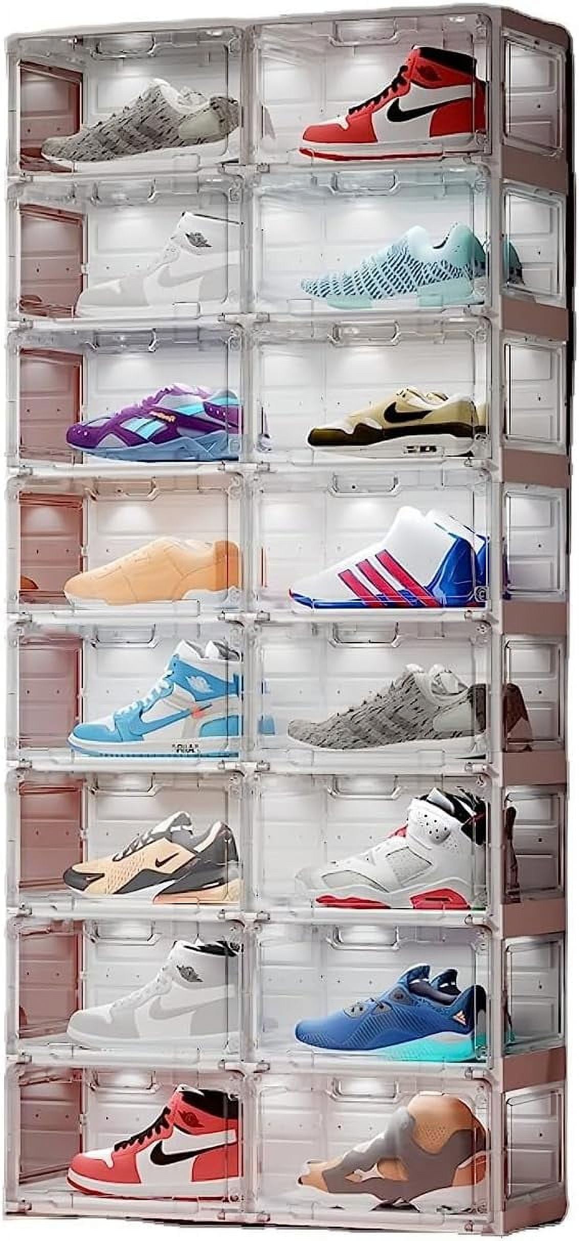 HYLA Shoe Box Basketball Shoe Storage Organizer, LED Transparent ...