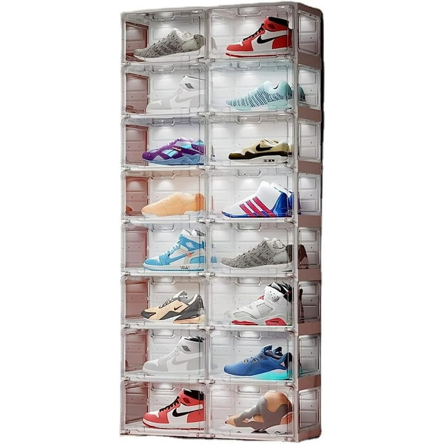 HYLA Shoe Box Basketball Shoe Storage Organizer, LED Transparent ...