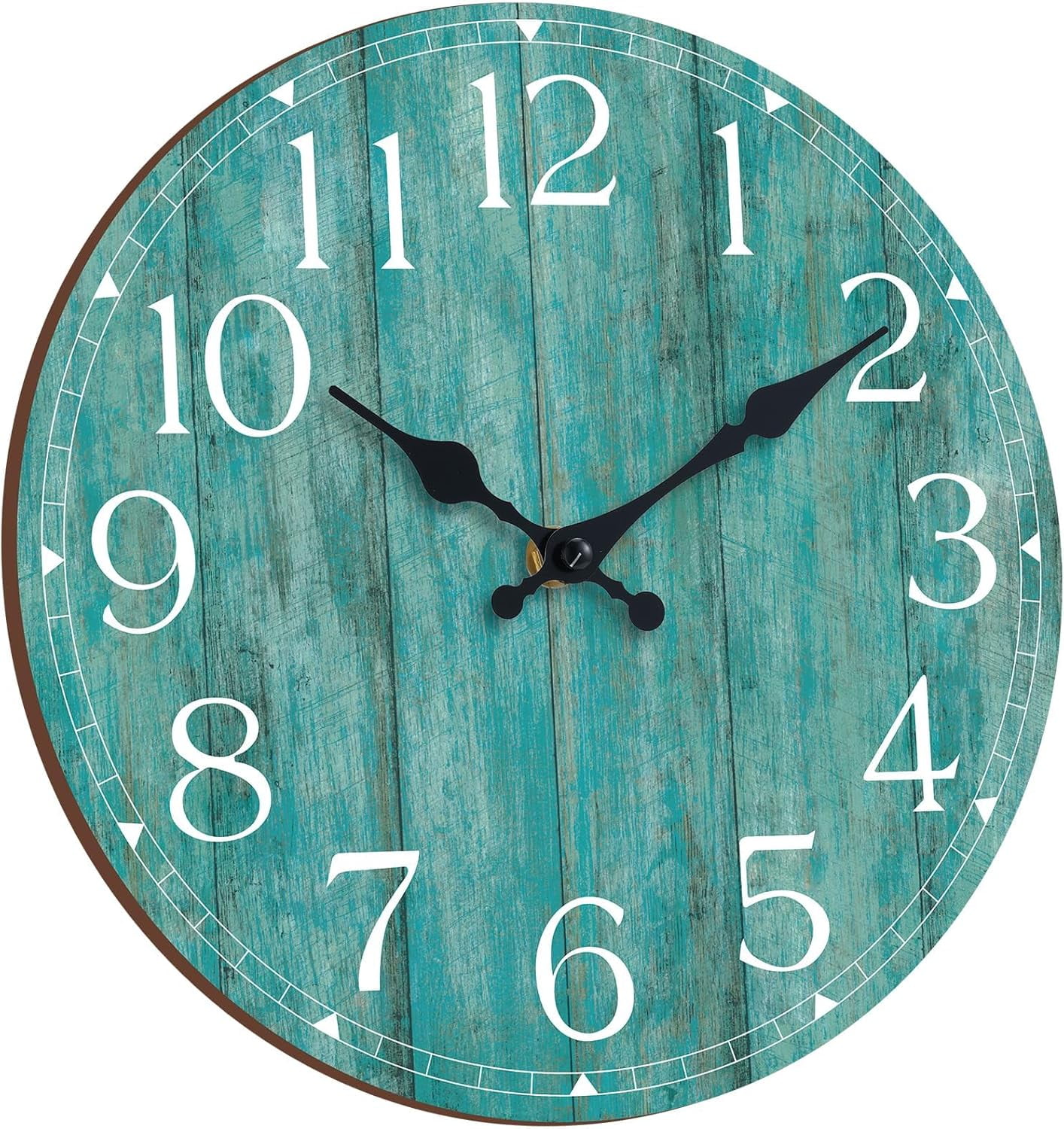 HYLANDA 12 Inch Teal Wall Clock - Silent, Non-Ticking, Battery Operated, Turquoise, Decorative ...