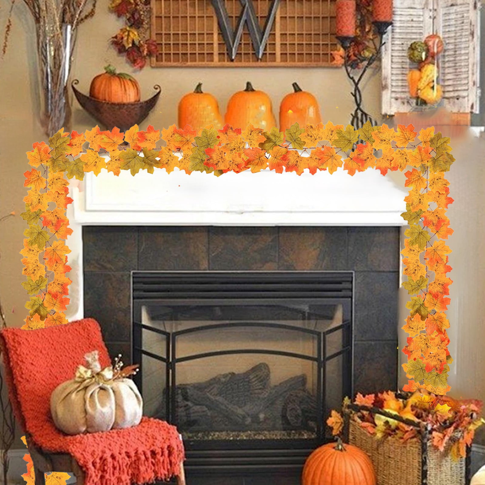HYLLai Artificial Maple Leaf Vine Garland – Realistic Fall Foliage for ...