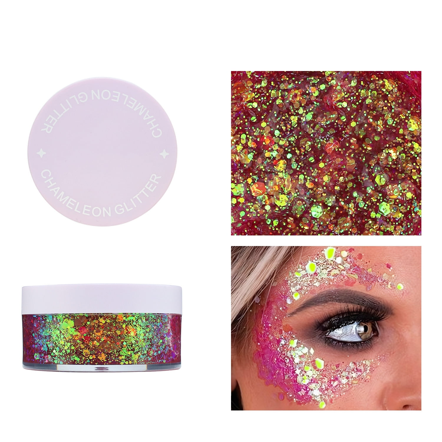 HYLLai Colorful Sequin Chameleons Eyeshadow Face Sequin Gel Cream Body Face Nightclub Stage ...