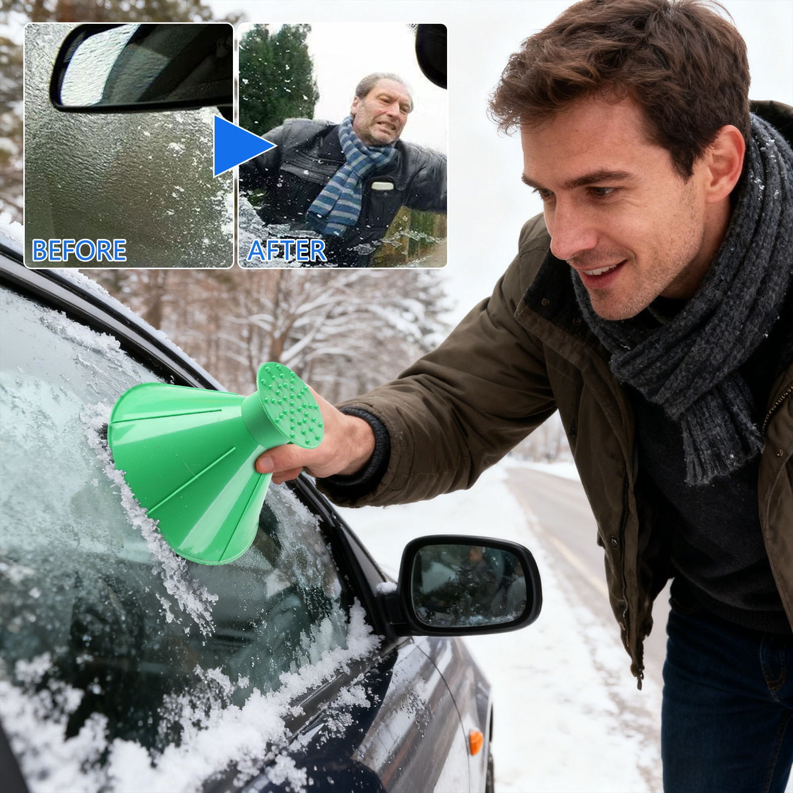 HYLLai Conical Snow and Ice Scraper for Cars – Scratch-Resistant Design ...