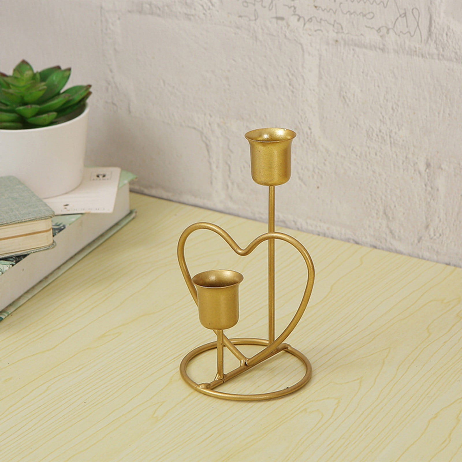 HYLLai Gold Iron Heart-Shaped Candlestick Holder – Vintage Table Candle ...