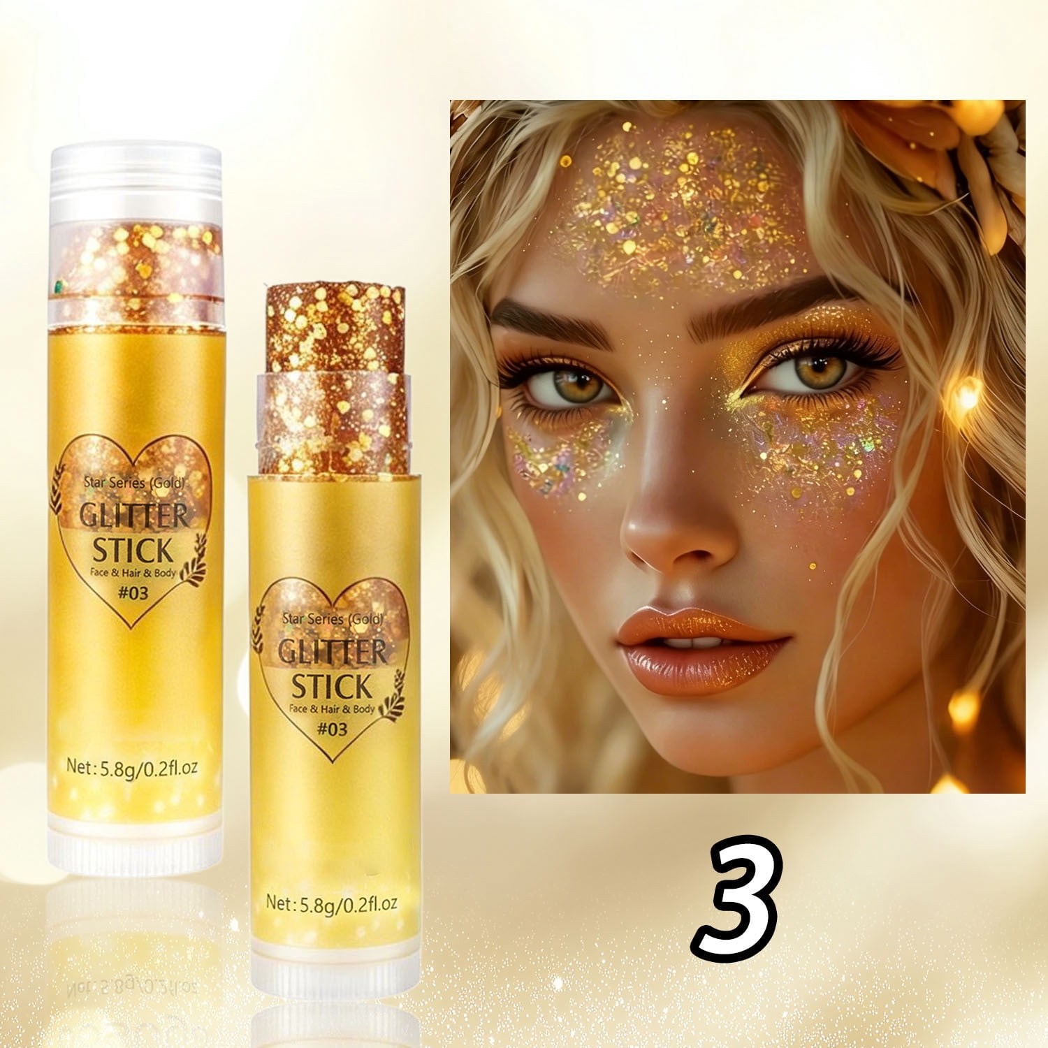 HYLLai Hair and Body Glitter Stick, Sparkling Face & Hair Glitter Gel ...