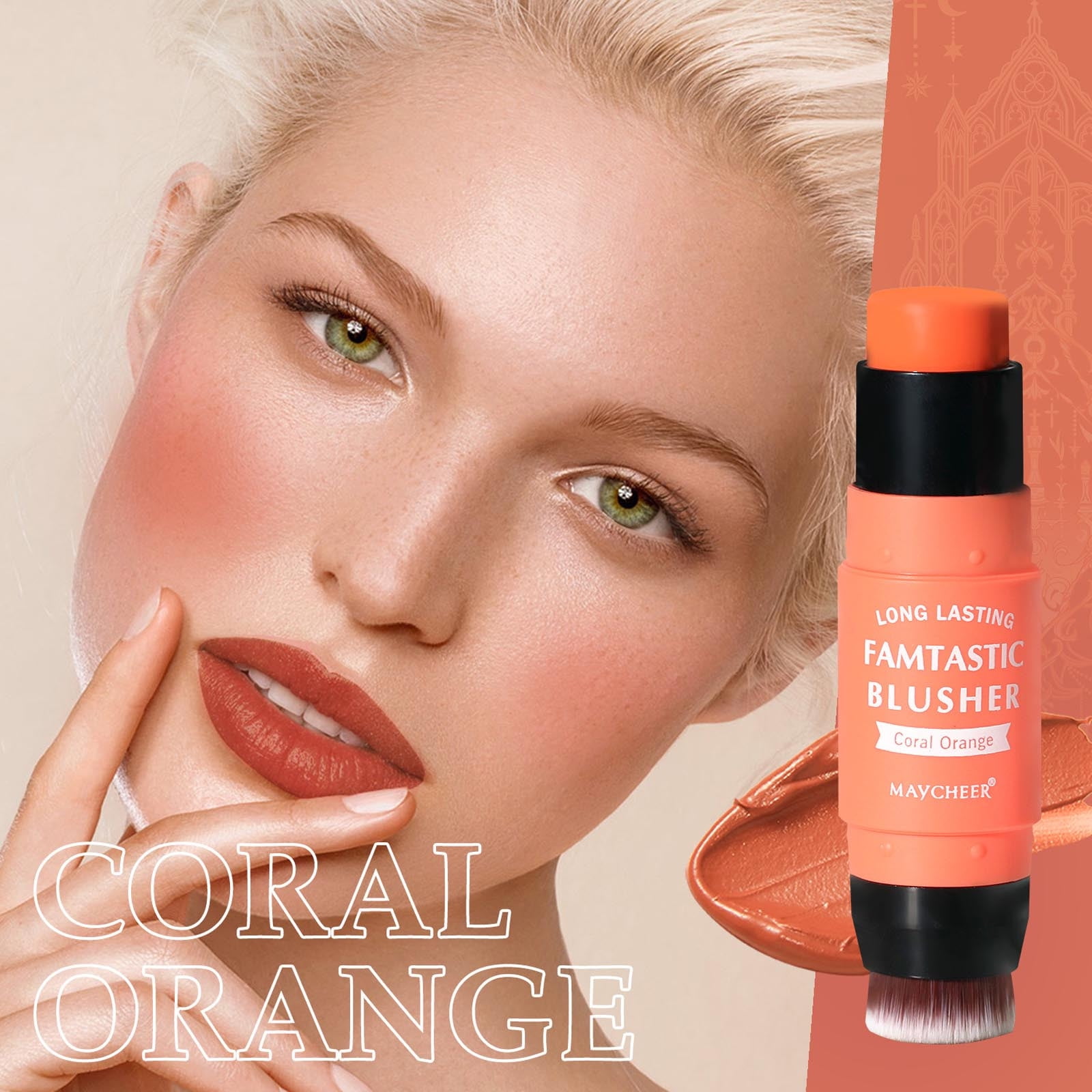 HYLLai Multi Cream Blush Stick With Brush Lightweight Long-lasting Easy ...