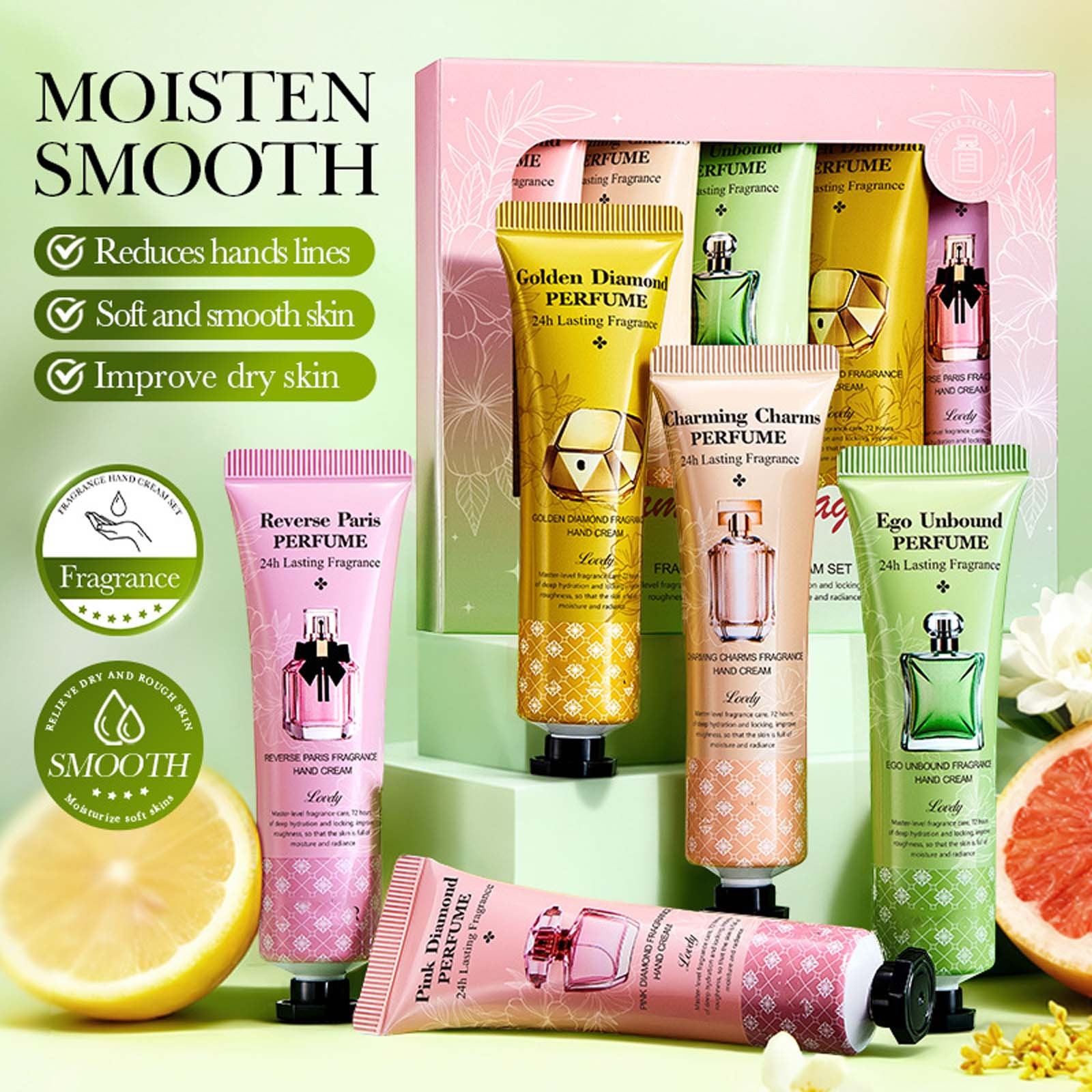 HYLLai Perfume Hand Cream Set, 5 Pack Moisturizing Hand Cream for Dry ...