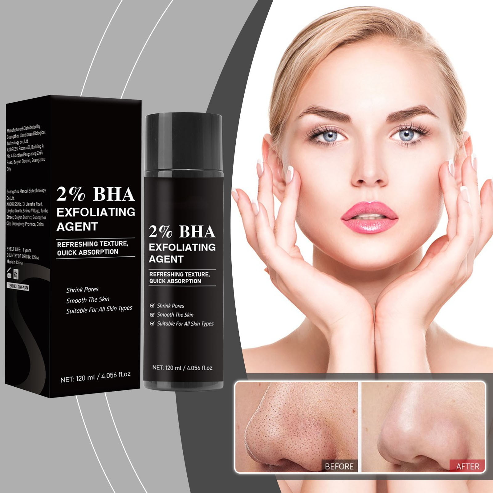 HYLLai Salicylic Acid Exfoliating Serum 120ml - Blackhead & Pore ...