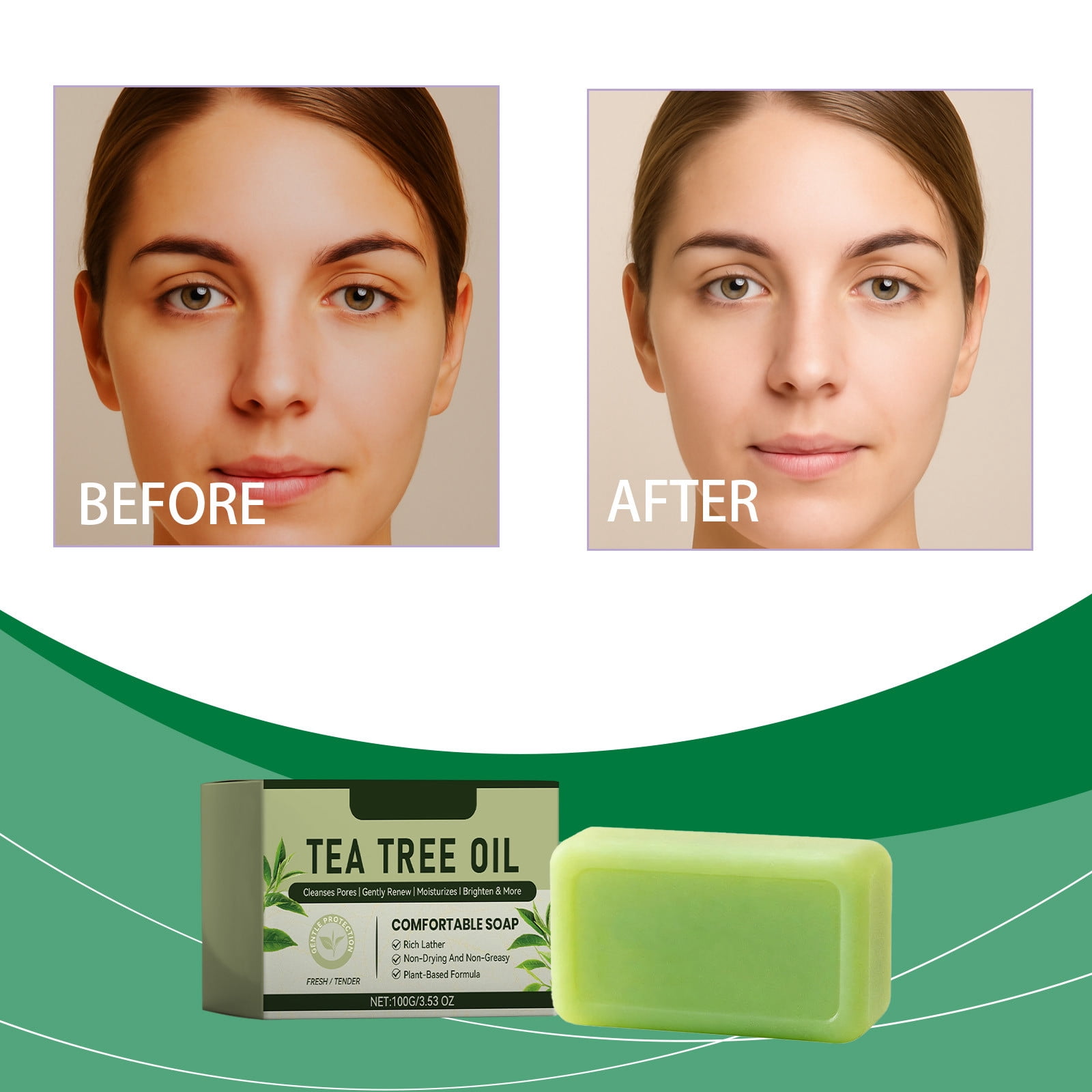 HYLLai Tea Tree Oil Cleansing Soap, Deeply Cleanses Pores, Gently ...