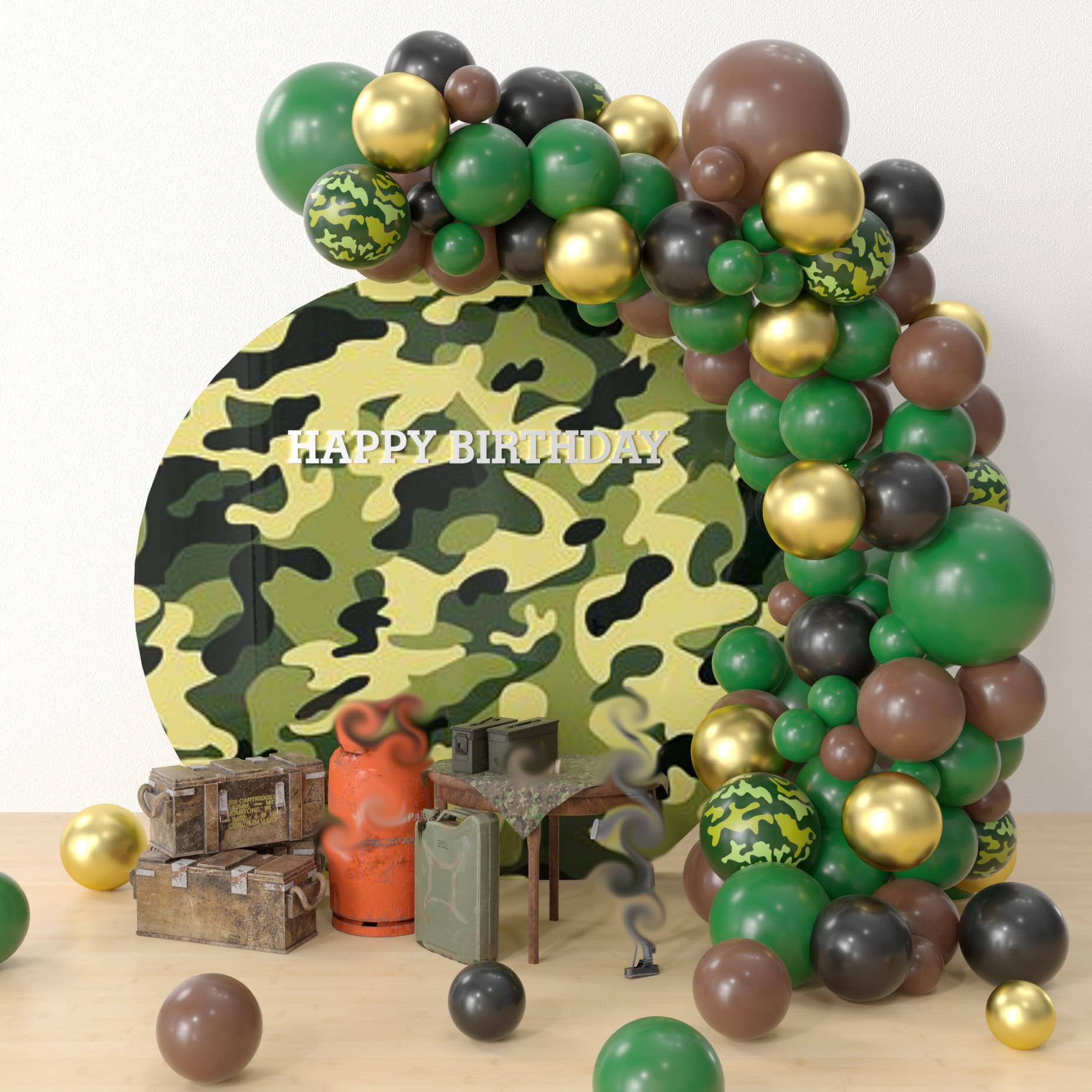 HYOWCHI Army Birthday Party Decorations Balloon Arch - 110 Military ...
