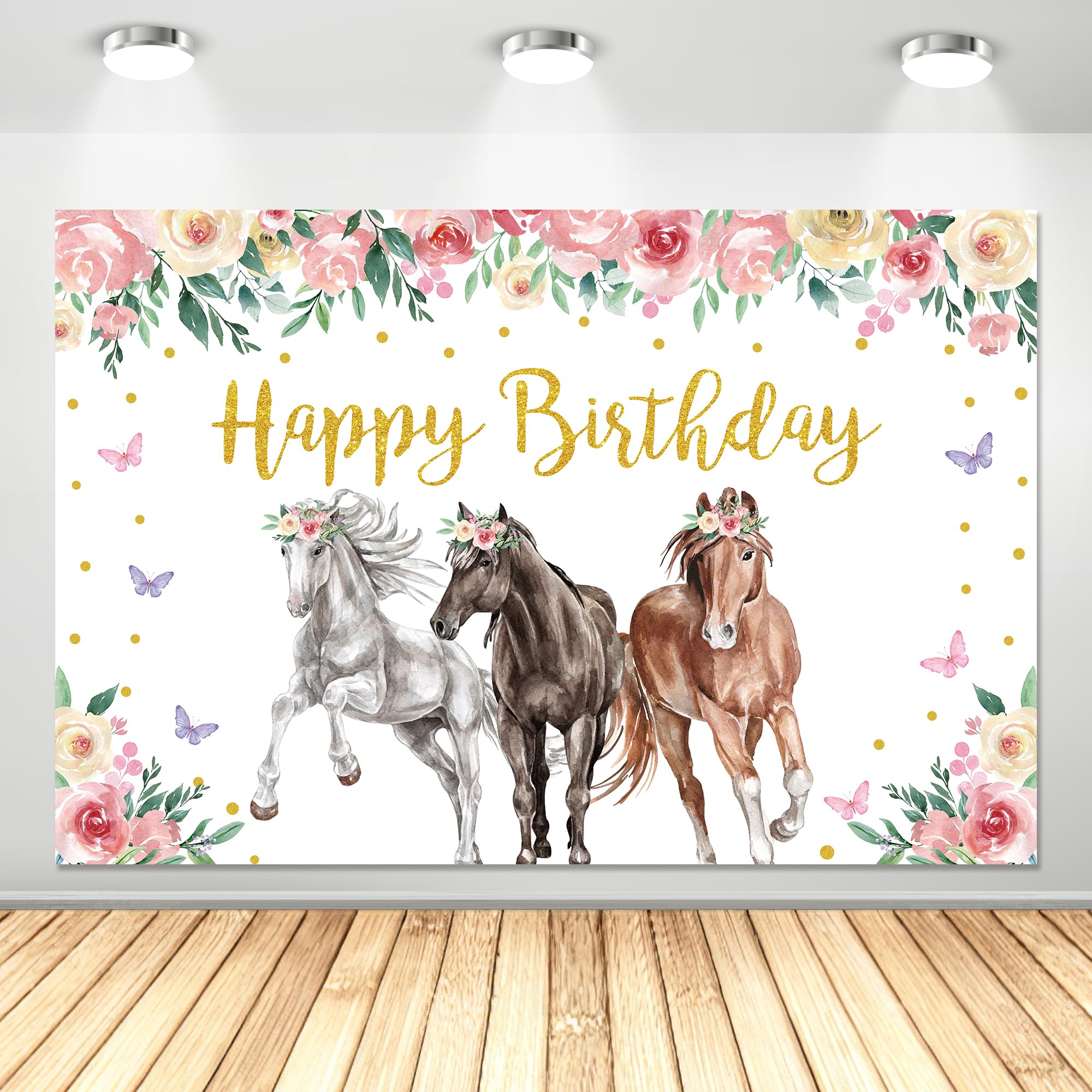 HYOWCHI Pink Girl Horse Birthday Party Backdrop, 5x3ft Polyester ...