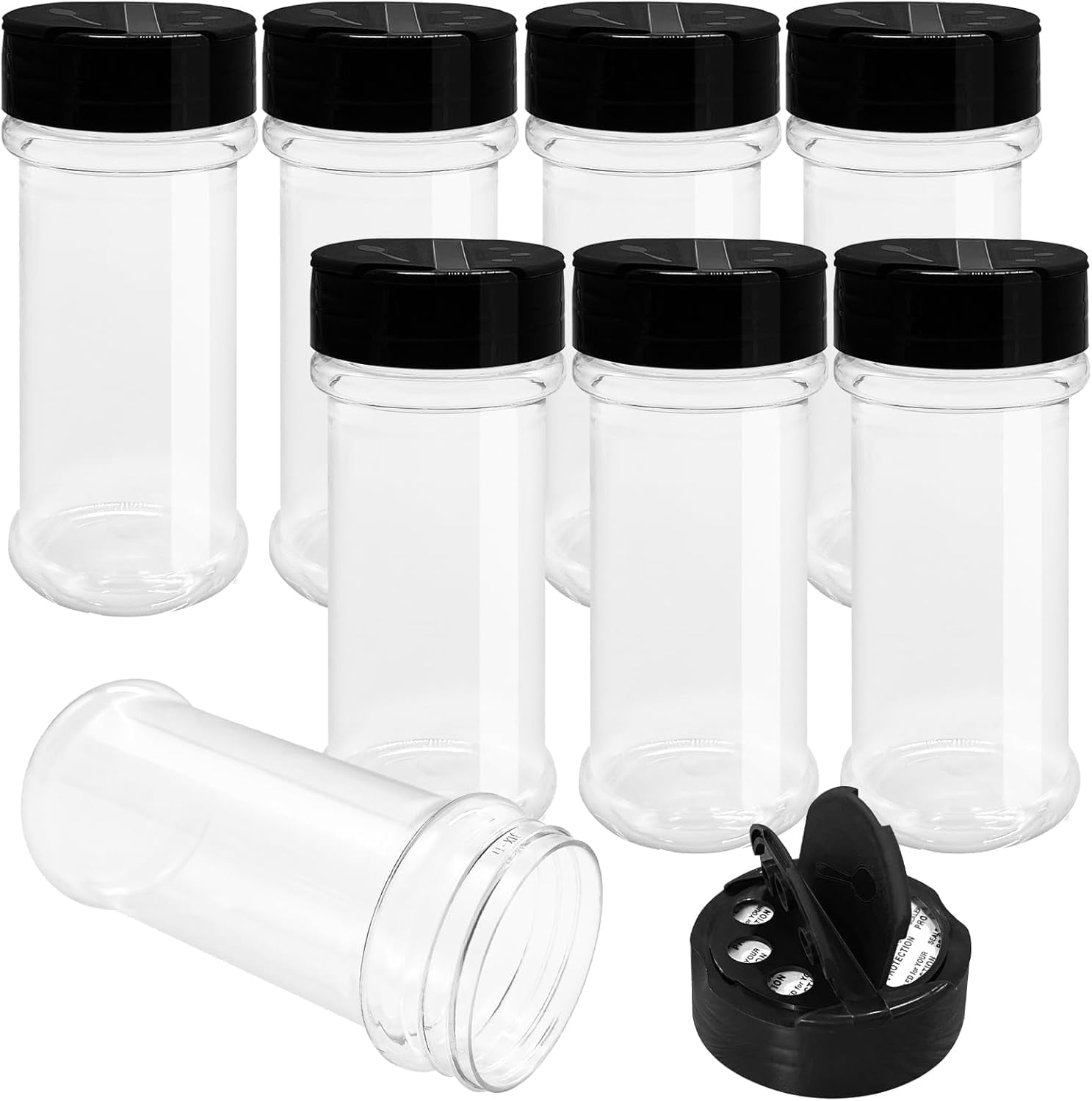 HYOWUIER, 8 Pack 5.5 Oz Plastic Spice Bottles, Includes Shaker Lids ...