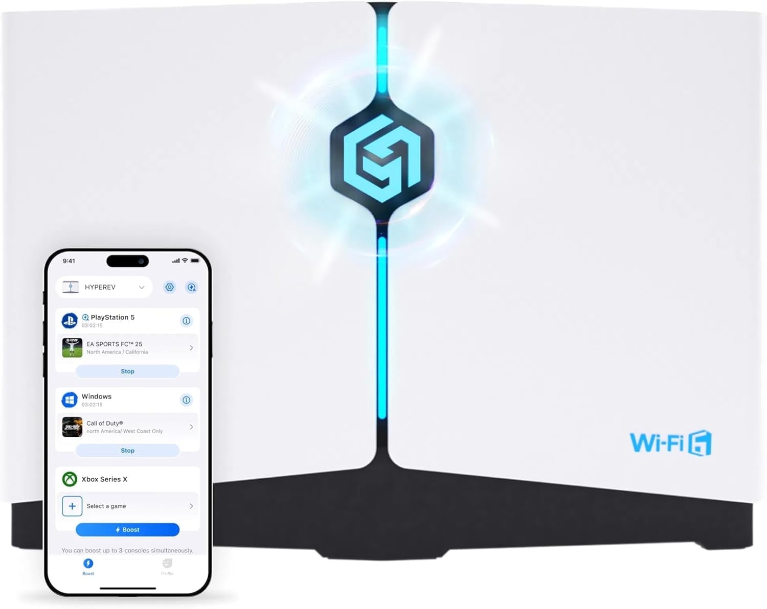GearUP HYPEREV Gaming Router, 2402Mbps Wi-Fi 6, Low Latency for PC, PS5 ...