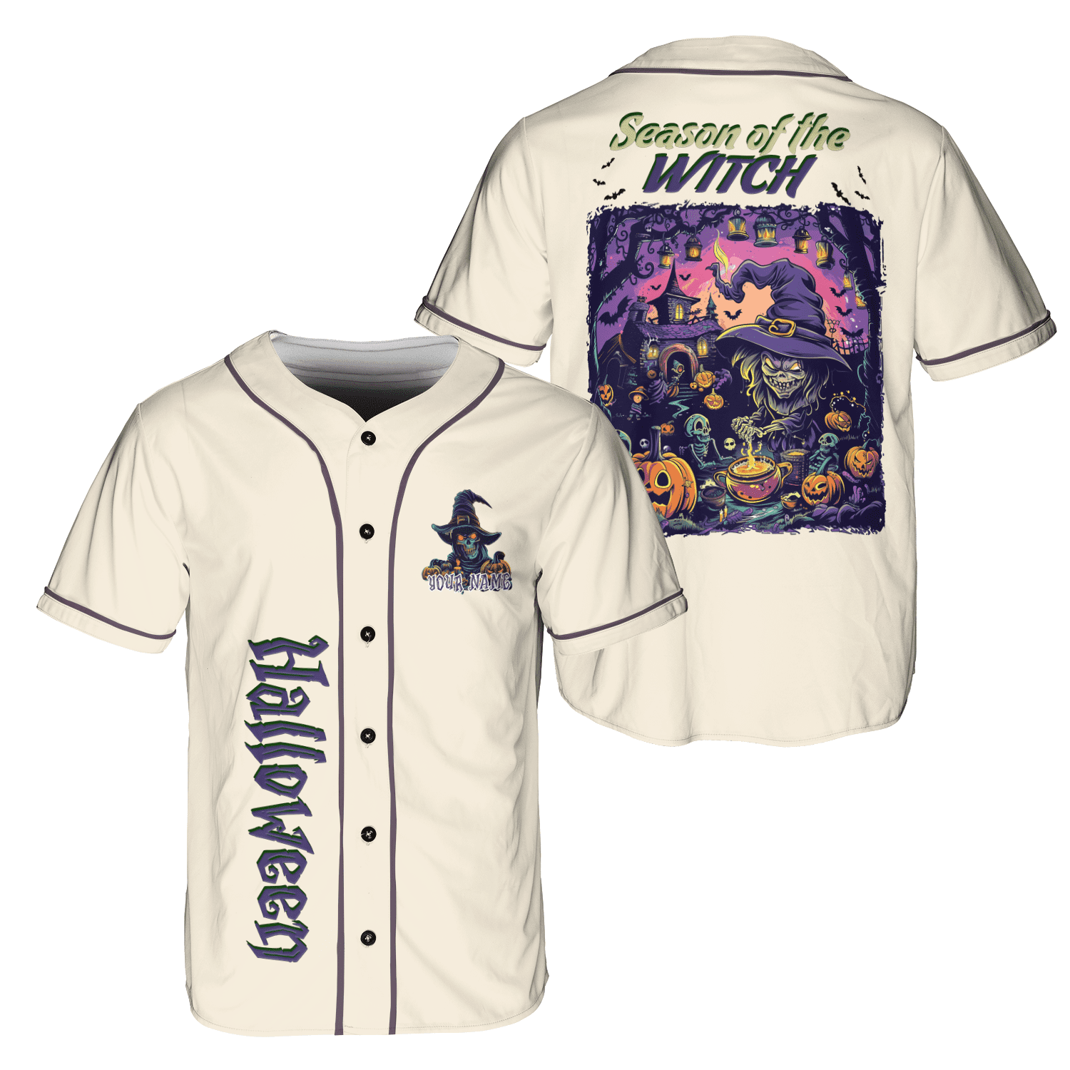 HYPERFAVOR Halloween Witch Night Baseball Jersey - Walmart.com