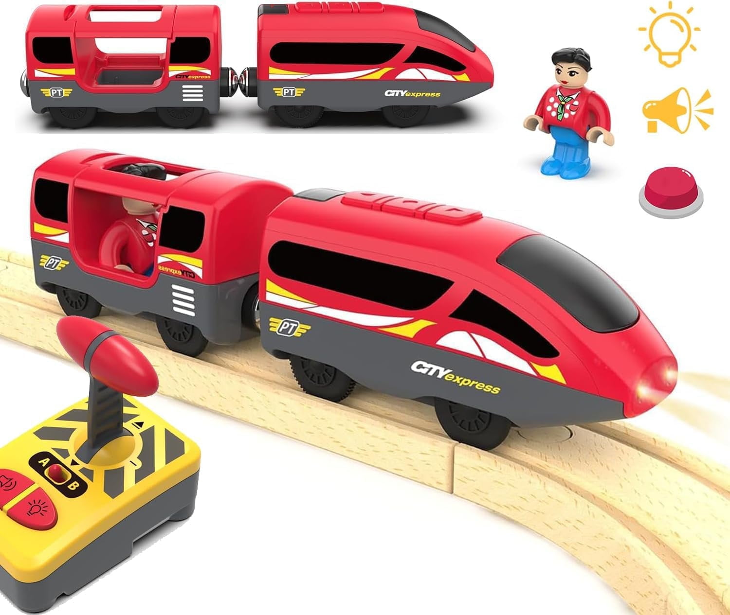 HYPERLIVING Wooden Train Accessories, Battery Operated Locomotive Train ...
