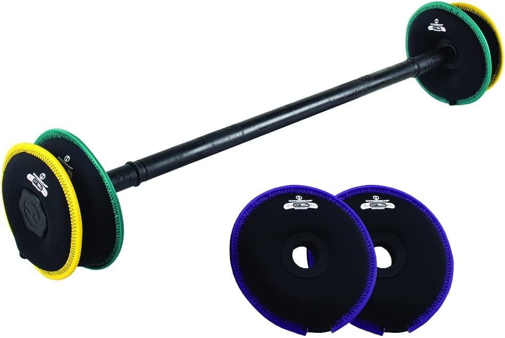 HYPERWEAR Adjustable Barbell Set with Soft Weight Plates, Expandable ...