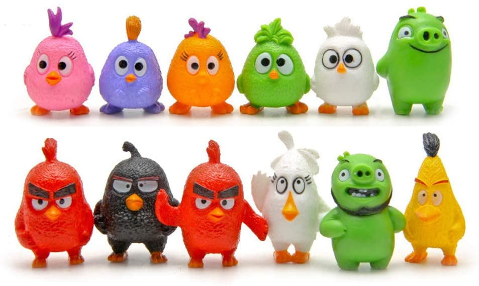 HYSTYLE 12 Pcs, Mini Angry Birds, Figure Collection, Cupcake & Cake ...
