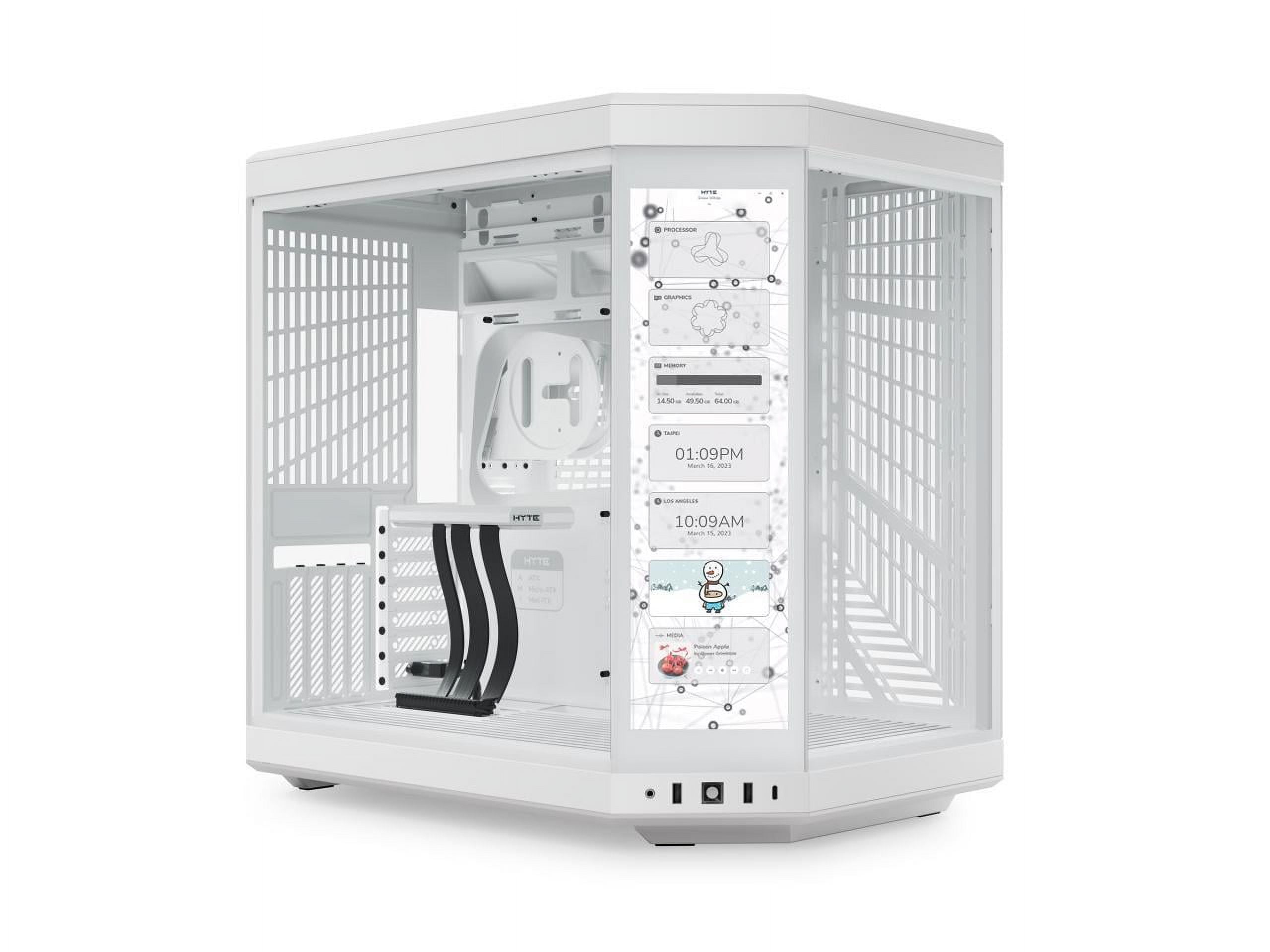 HYTE Y70 Gaming Mid-Tower ATX Case with Touchscreen, Dual Chamber, Snow ...