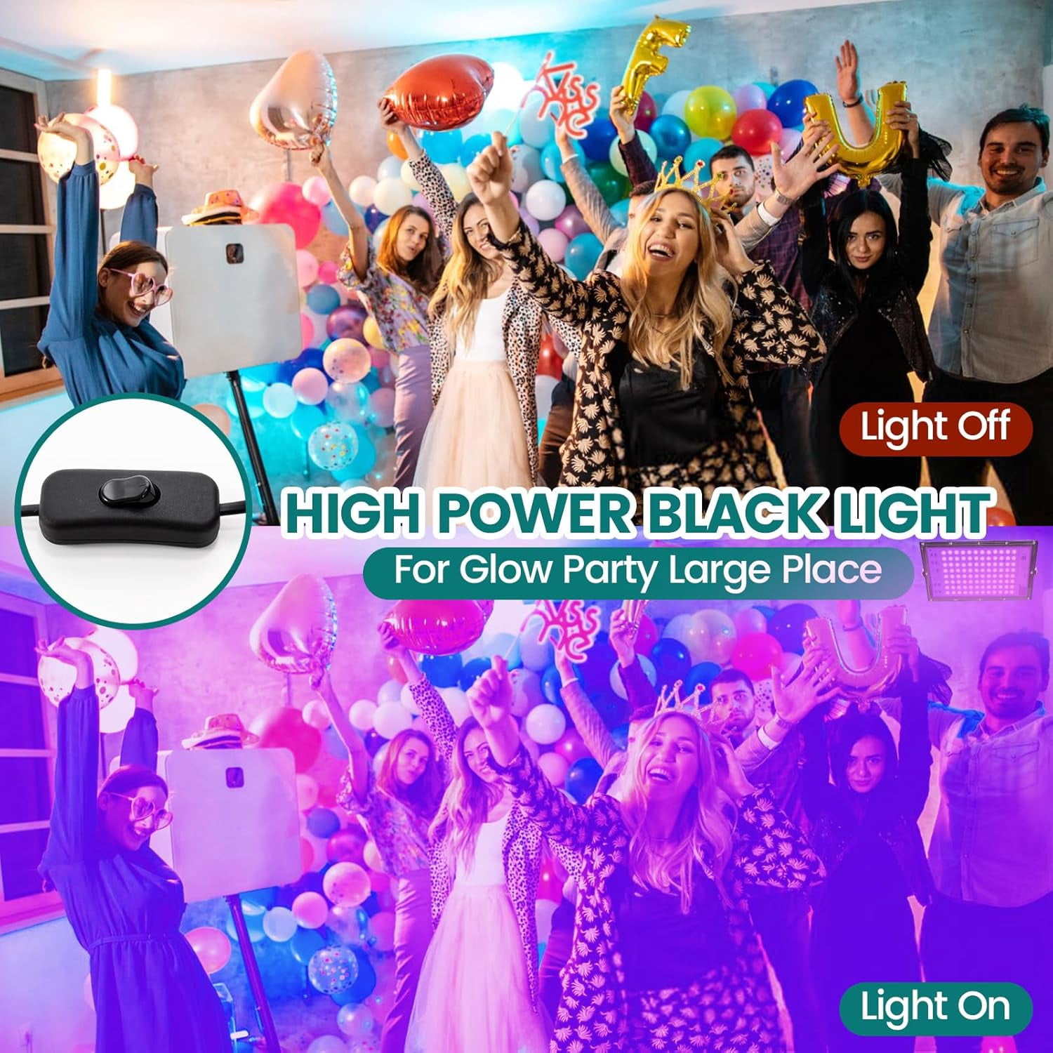 HYTHU-100W Black Lights for Glow Party - Indoor Large High Power Black ...