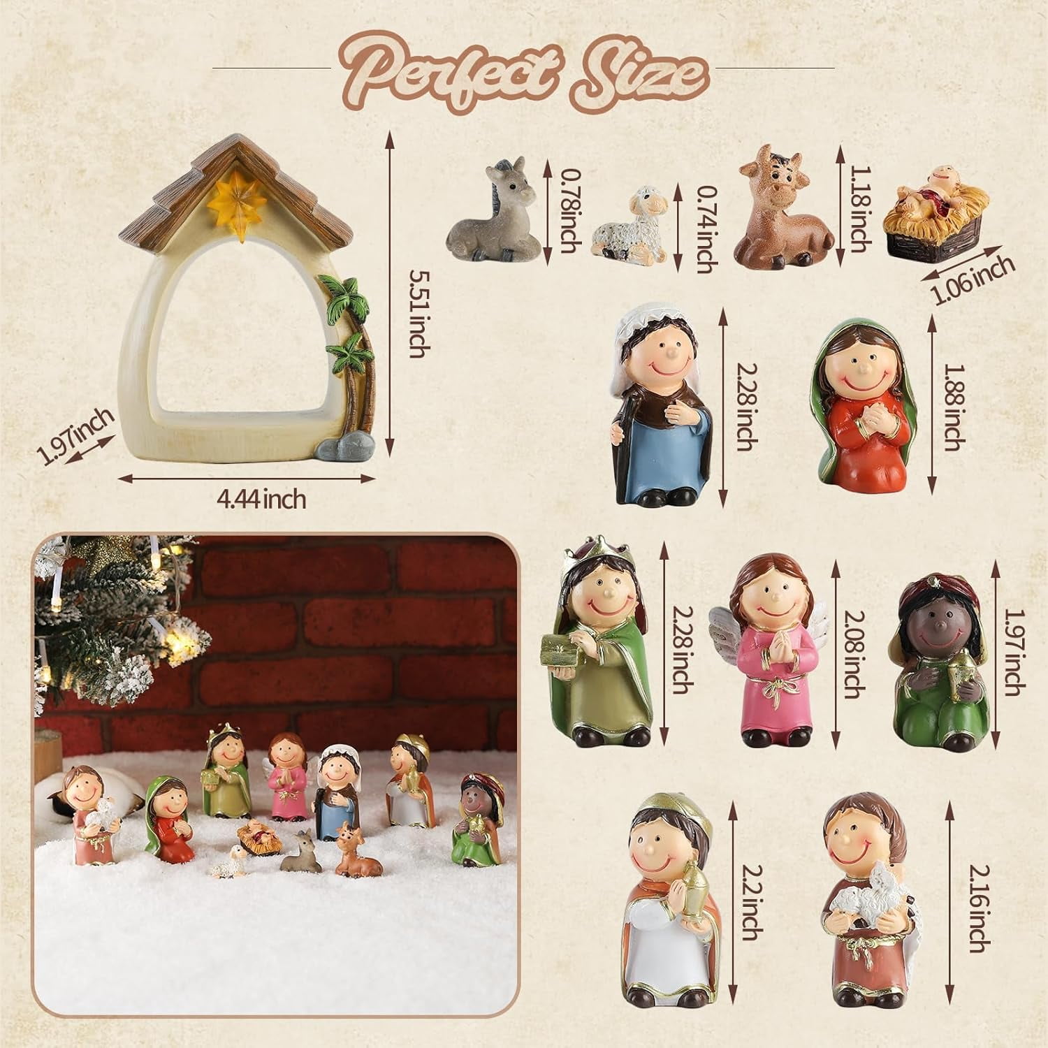 HYTHU-12 PCS Nativity Scene Set - Nativity Sets for Christmas Indoor ...