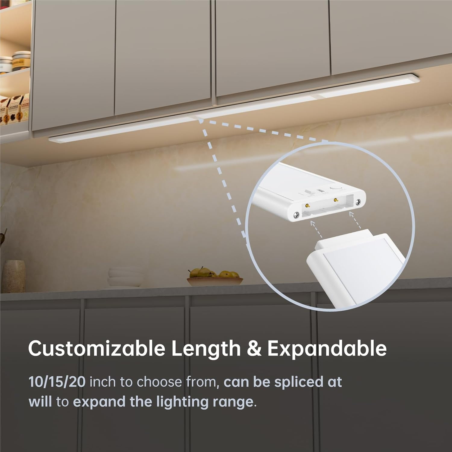 HYTHU-15 Inch Under Cabinet Lighting, Expandable LED Cabinet Light with ...