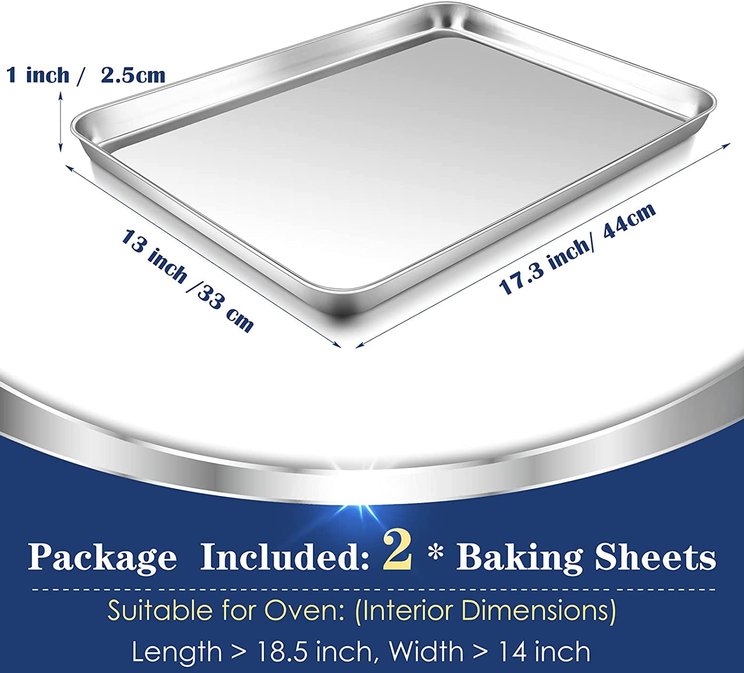 HYTHU-17.3 Inch Baking Cookie Sheet, Oven Pan Tray Stainless Steel ...