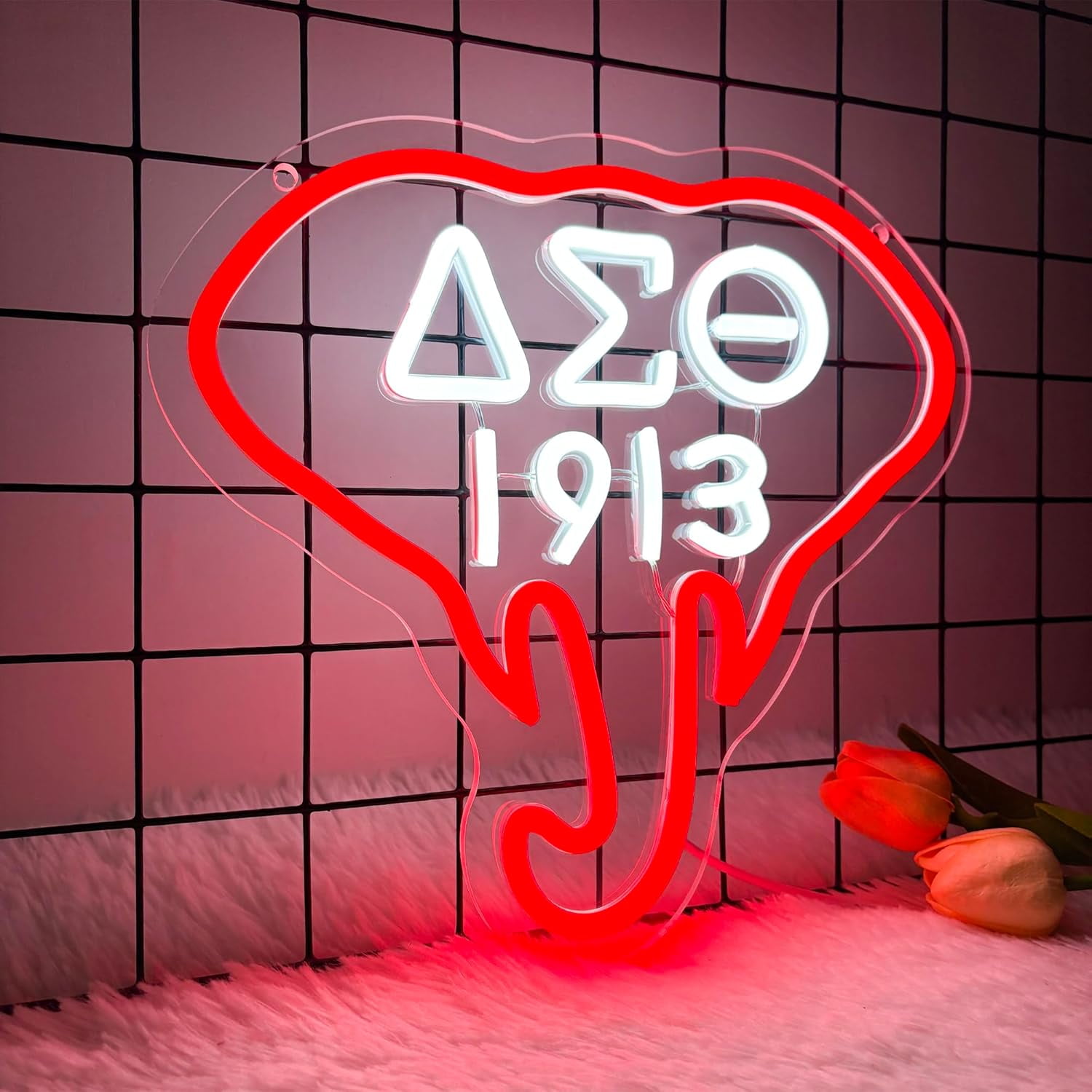 HYTHU-1913 Sorority Neon Sign, Dimmable Led Red Elephant Sorority Neon ...