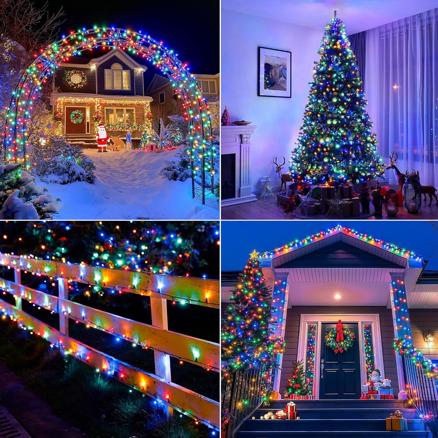 HYTHU-197FT 600 LED Christmas Lights Outdoor, Christmas Tree Lights ...