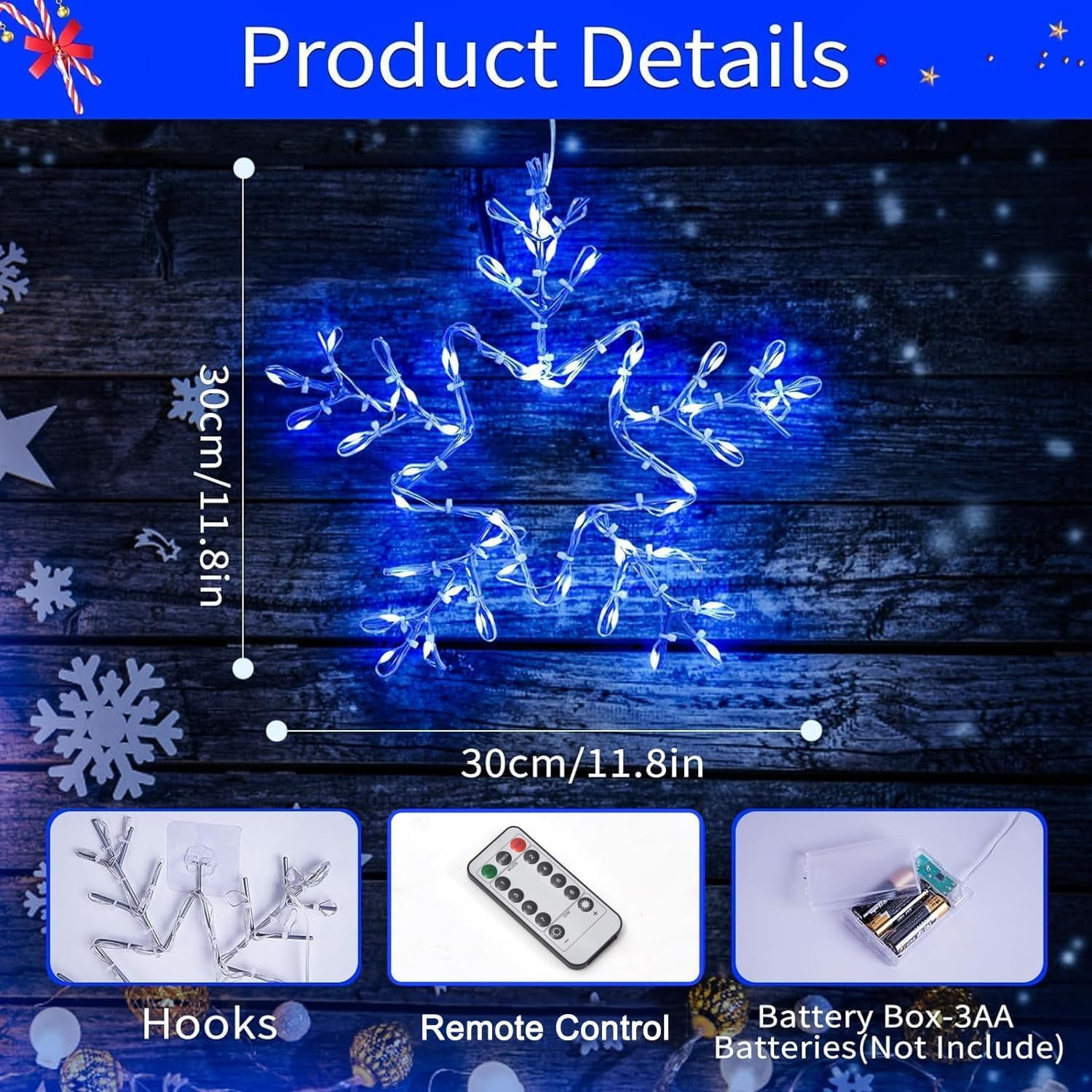 HYTHU-2 Pack Christmas Window Snowflake Lights, LED Hanging Decorations ...