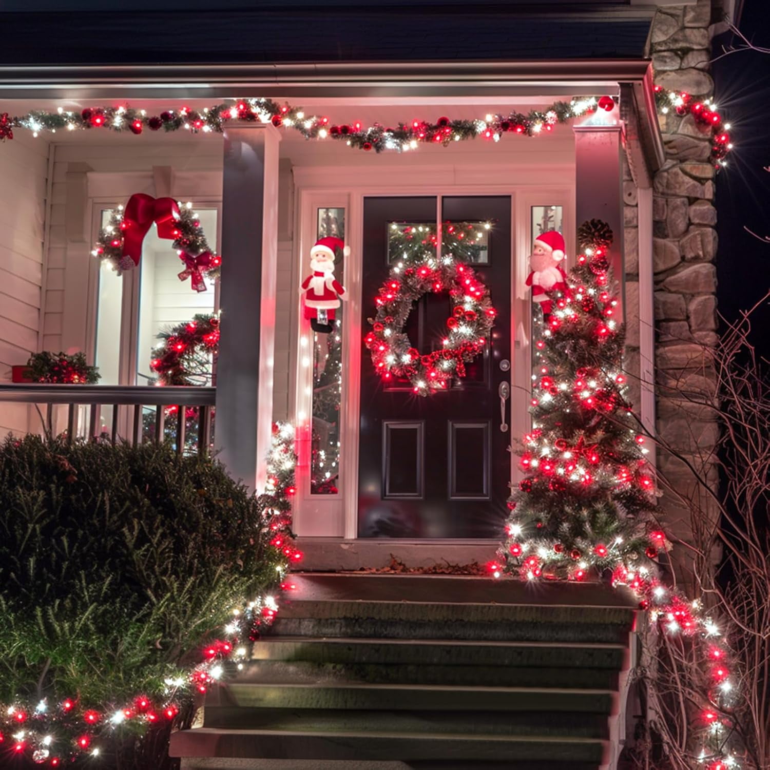 HYTHU-2 Pack Red and White Solar Christmas Lights, Total 400 LED 151FT ...