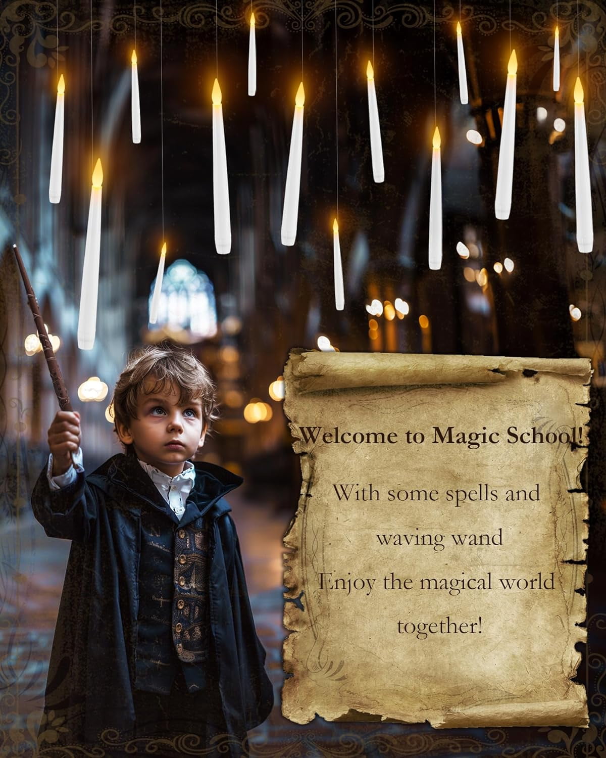 HYTHU-20 Pcs Floating Candles with Wand, Hanging Candle with Timer ...