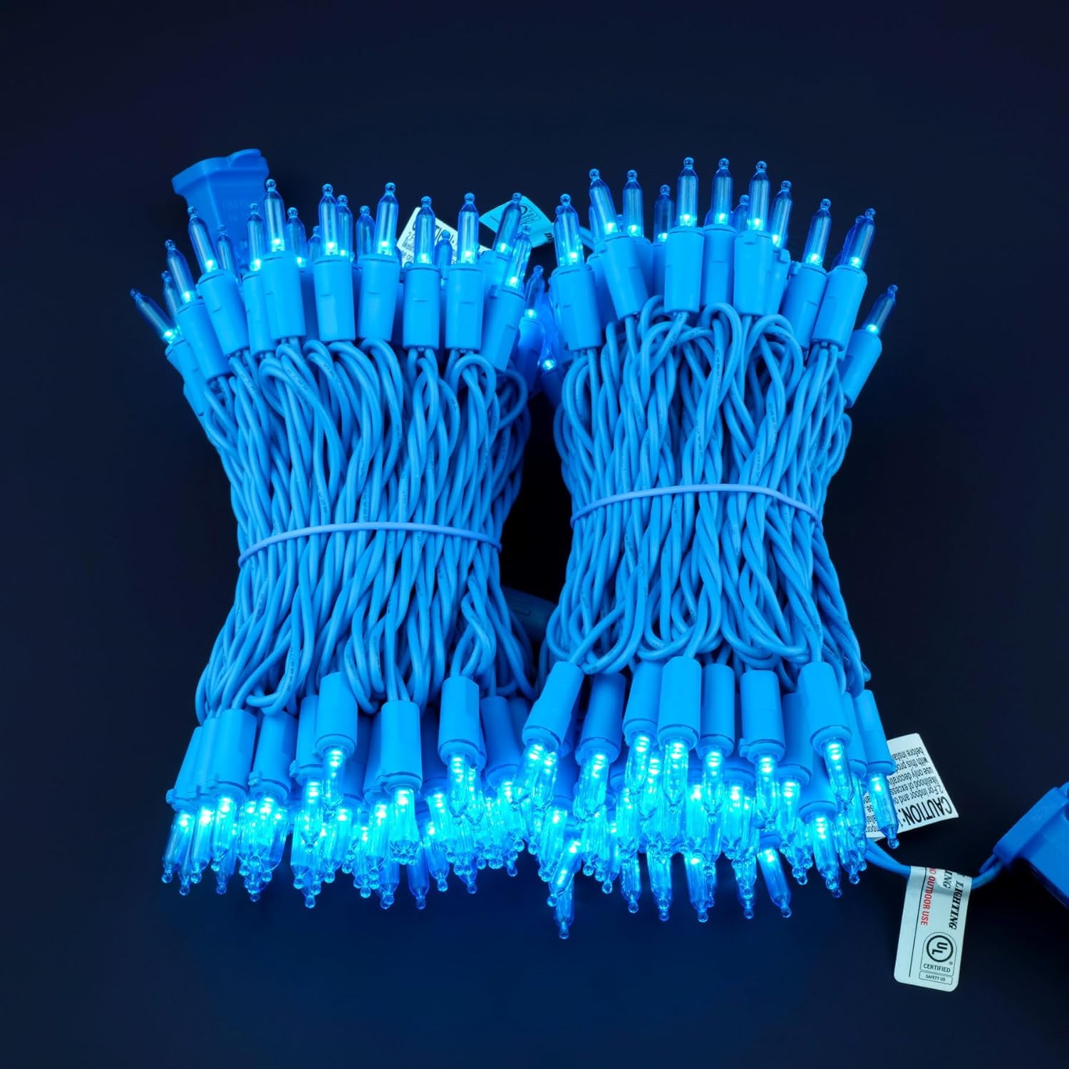 HYTHU-200 Blue LED Christmas Lights with Blue Wire, Pack of 2 Sets 33 ...