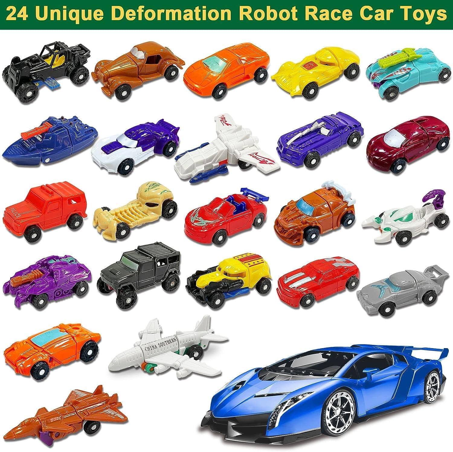 HYTHU-24 Pcs Transform Car Robot Toys Christmas Advent Calendar 2025 ...