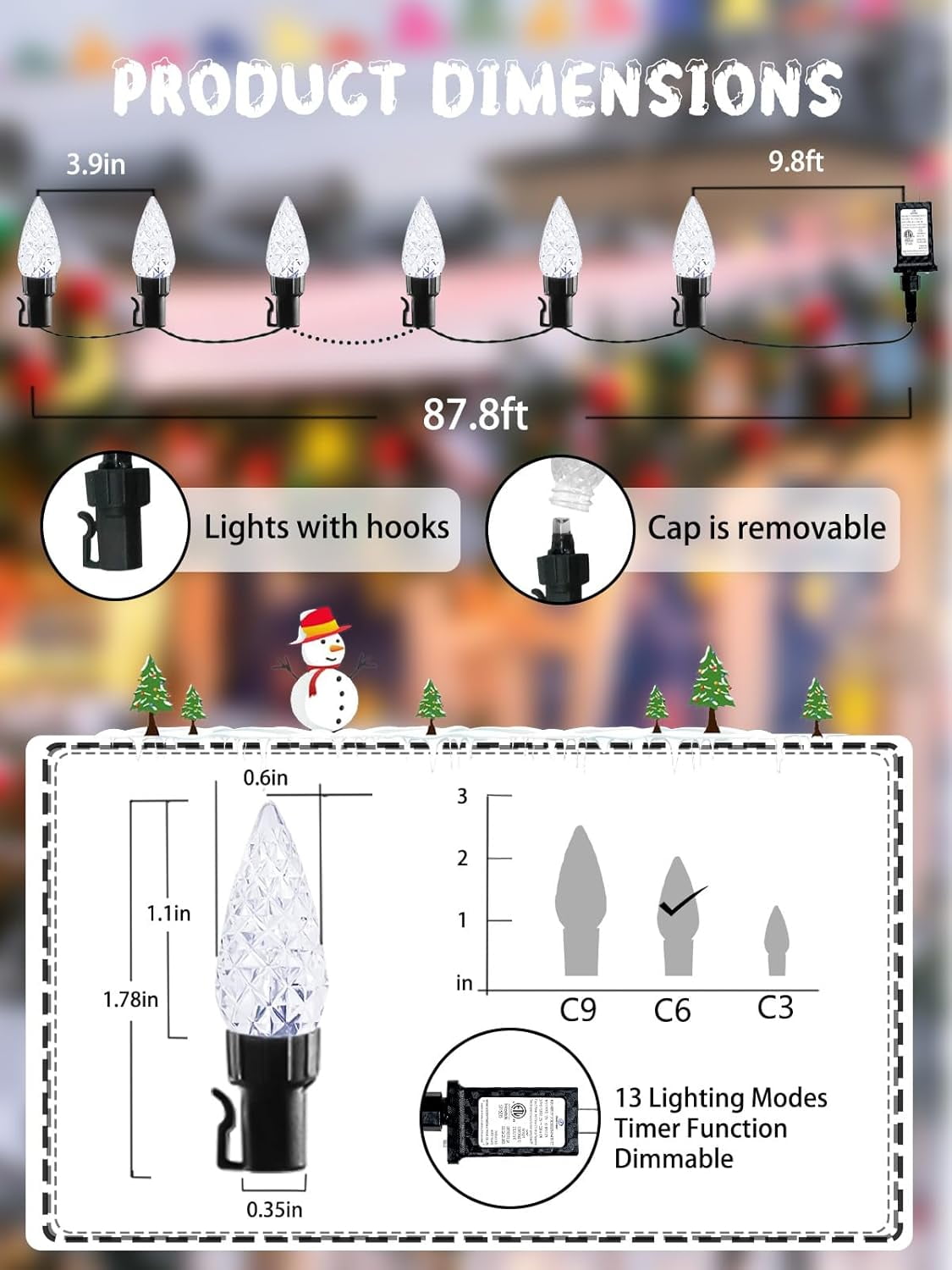 HYTHU-240 LED 78FT C6 Christmas String Lights, Super Long Christmas ...