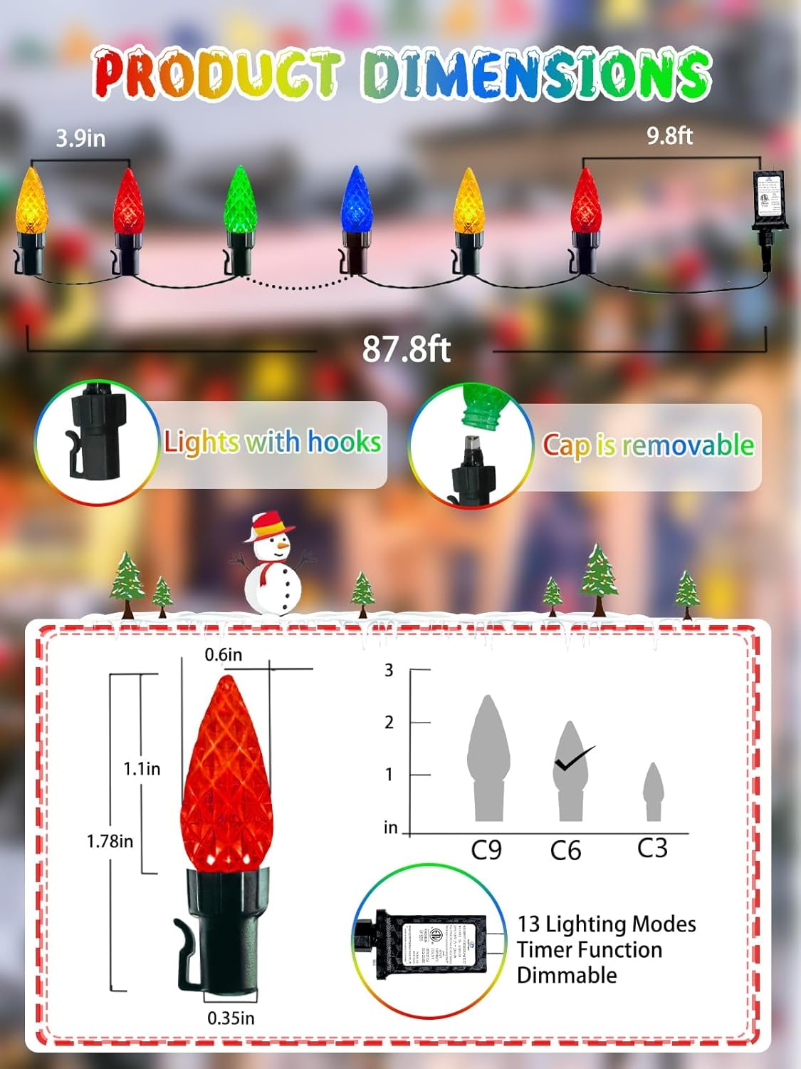 HYTHU-240 LED 78FT C6 Christmas String Lights, Super Long Christmas ...