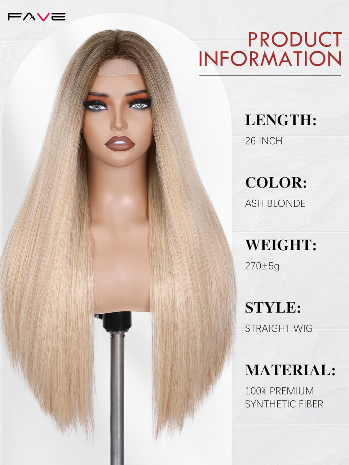 HYTHU-26 Inch Ash Blonde Wig,Straight Ombre Wig Blonde Wig for Women ...